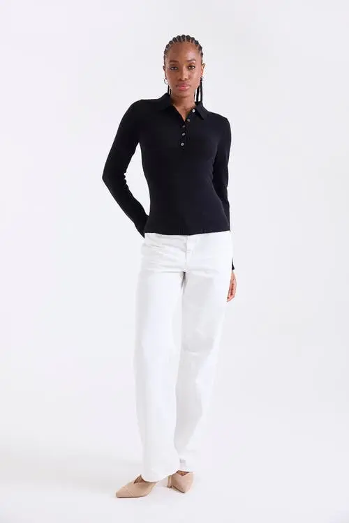 1982 Amaya Button 100% Cashmere Polo Top