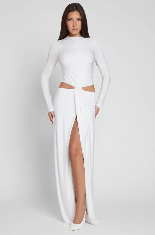 LEAU Jersey Knit Maxi Gown - White