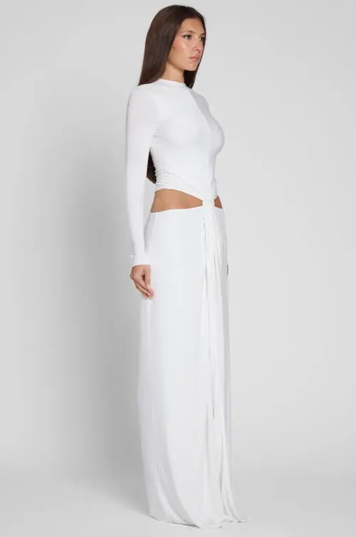 LEAU Jersey Knit Maxi Gown - White
