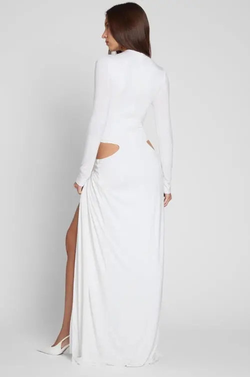 LEAU Jersey Knit Maxi Gown - White