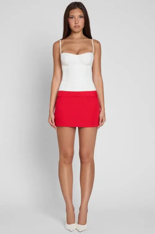 LEAU Column Micro Mini Skirt - Red