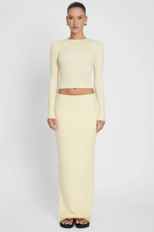 LEAU Jersey Maxi Skirt - Butter Yellow