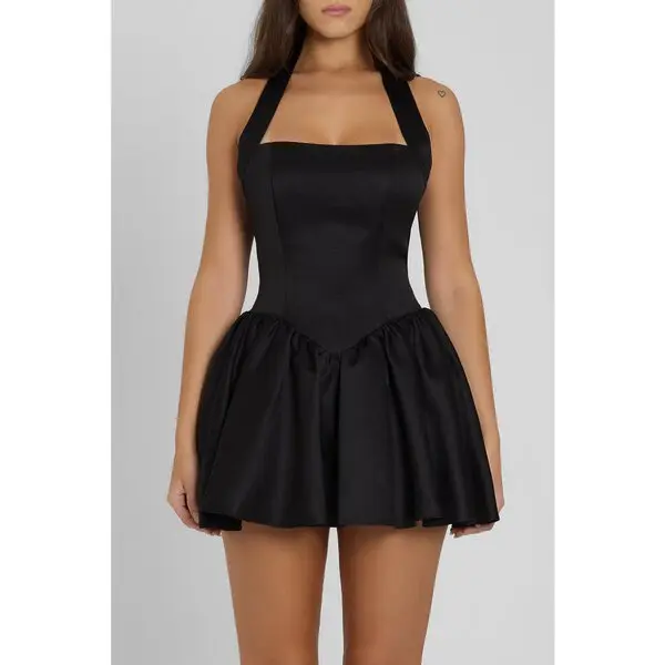 LEAU Hyades Halter Corset Mini Dress - Black
