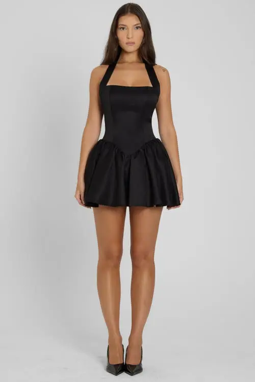 LEAU Hyades Halter Corset Mini Dress - Black