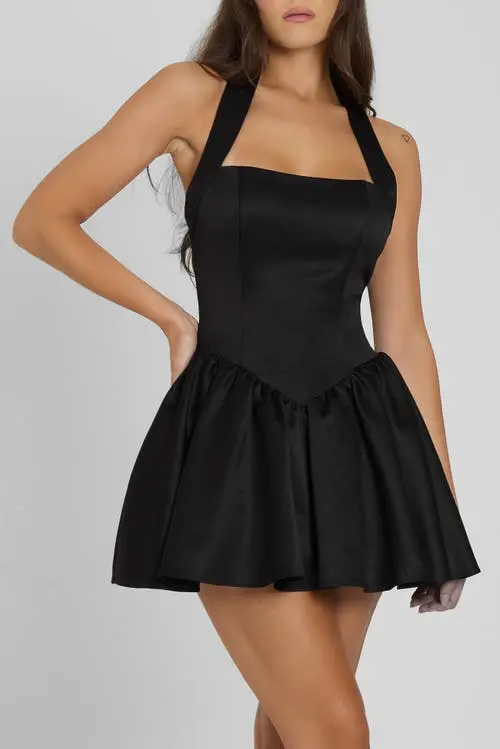 LEAU Hyades Halter Corset Mini Dress - Black