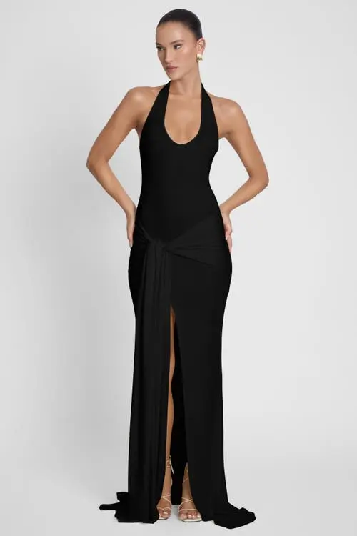 LEAU Halter Knot Maxi Dress