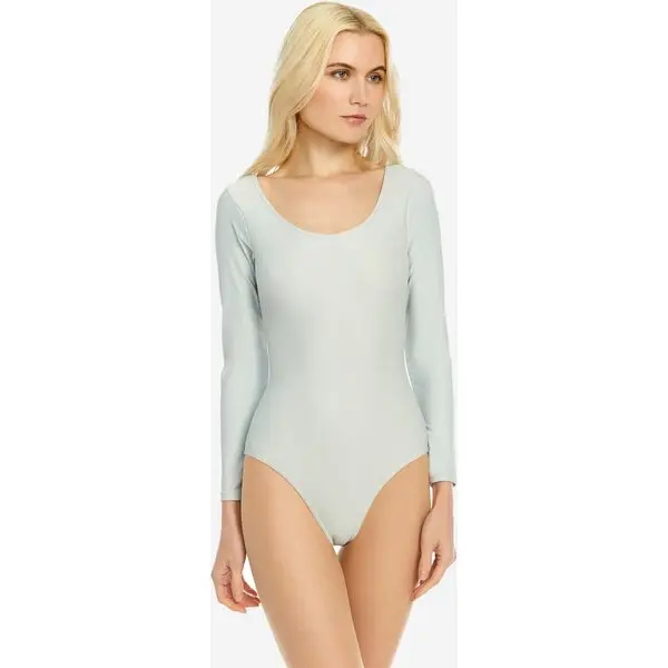 LEVERET Long Sleeve Leotard - Light Gray