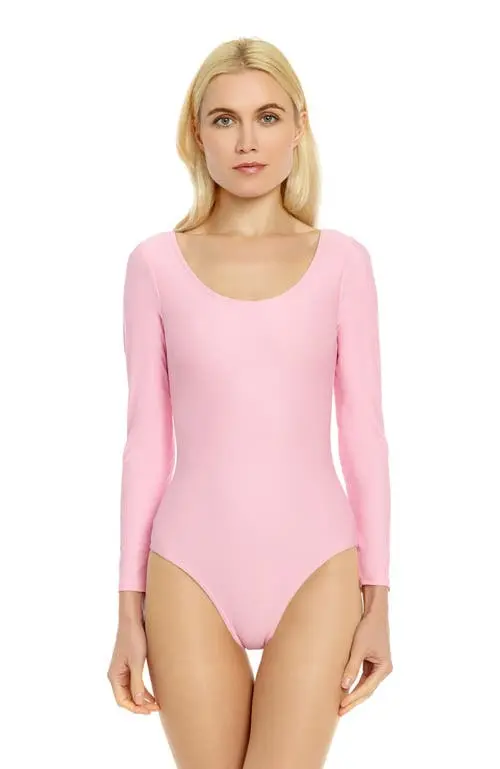 LEVERET Long Sleeve Leotard - Pink