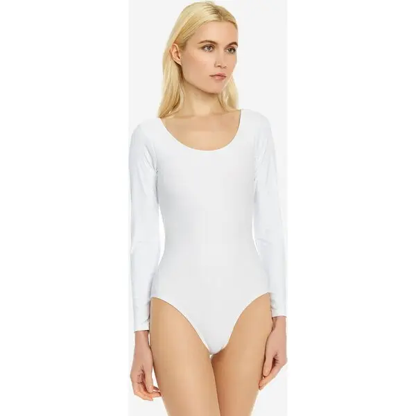 LEVERET Long Sleeve Leotard - White
