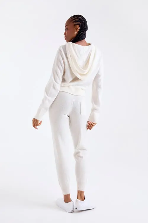1982 Lavinia Crop Cashmere Hooded Sweater - Natural White