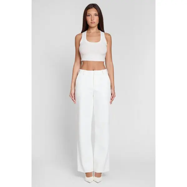 LEAU Classic Column Straight Trousers - White