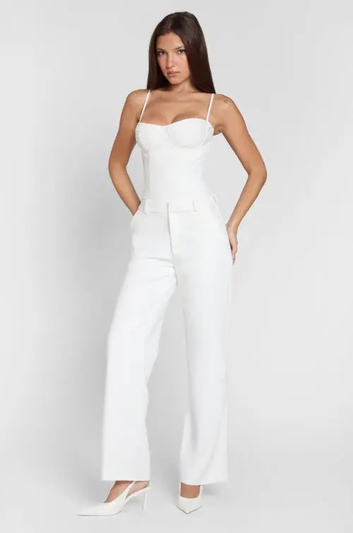 LEAU Classic Column Straight Trousers - White