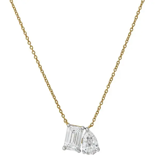 LUVMYJEWELRY Aurelia 14k Gold 2 Ct Lab Grown Diamond Toi Et Moi Necklace - 14k Yellow Gold