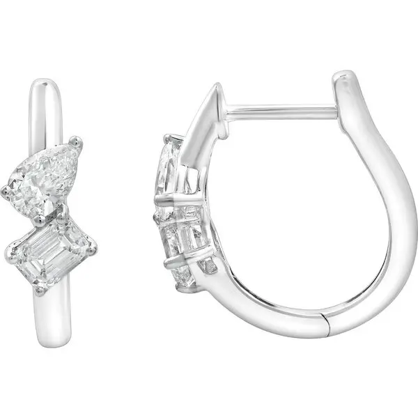 LUVMYJEWELRY Saela 14k Gold 0.35 Ct Lab Grown Diamond Huggie Earrings - 14k White Gold