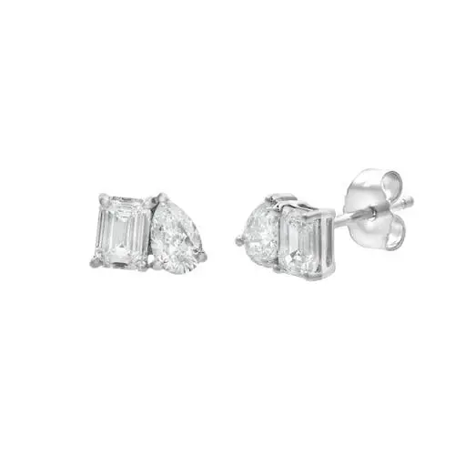 LUVMYJEWELRY 14k Gold 0.75 Ct Lab Grown Diamond Stud Earrings - 14k White Gold