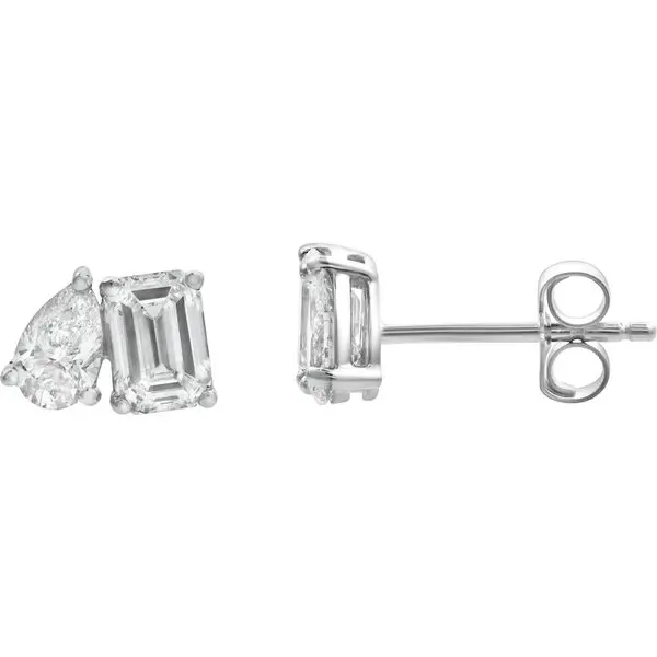 LUVMYJEWELRY 14k Gold 1.25 Ct Lab Grown Diamond Toi Et Moi Earrings - 14k White Gold