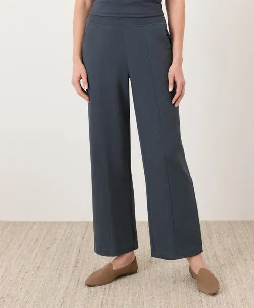 PACT Organic Cotton Pintuck Wide Leg Pants - Steel Blue