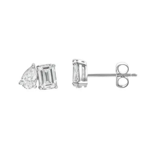 LUVMYJEWELRY Valessa 14k Gold 1.5 Ct Lab Grown Diamond Toi Et Moi Earrings - 14k White Gold