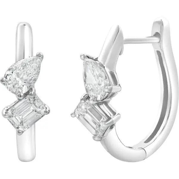 LUVMYJEWELRY 14k Gold 0.50 Ct Lab Grown Diamond Huggie Earrings - 14k White Gold