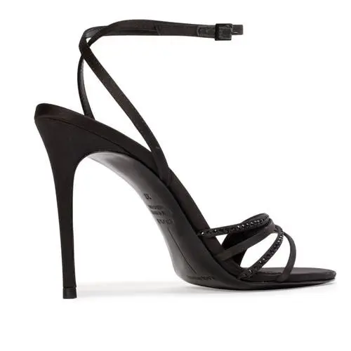 BLACK SUEDE STUDIO Ella 100 Strappy Sandal - Black Satin Embellished