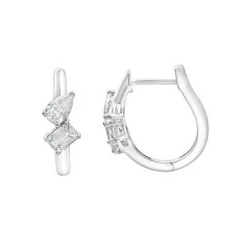 LUVMYJEWELRY 14k Gold 0.75 Ct Lab Grown Diamond Huggie Earrings - 14k White Gold