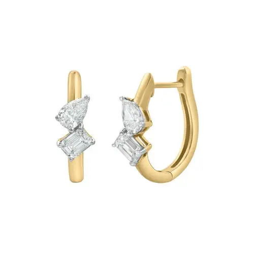 LUVMYJEWELRY 14k Gold 0.75 Ct Lab Grown Diamond Huggie Earrings - 14k Yellow Gold