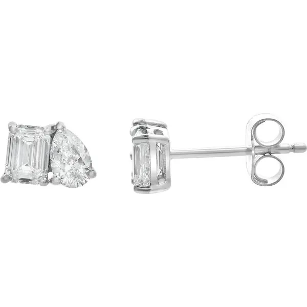 LUVMYJEWELRY 14k Gold 1 Ct Lab Grown Diamond Toi Et Moi Earrings - 14k White Gold