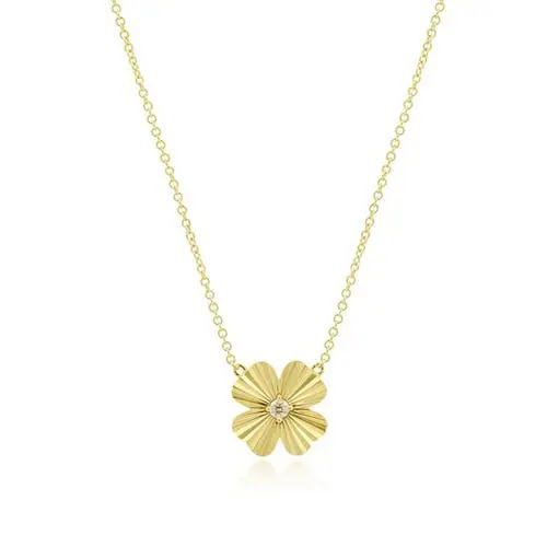 THE LOVERY FINE JEWELRY Fluted Four Leaf Clover Necklace - Gold