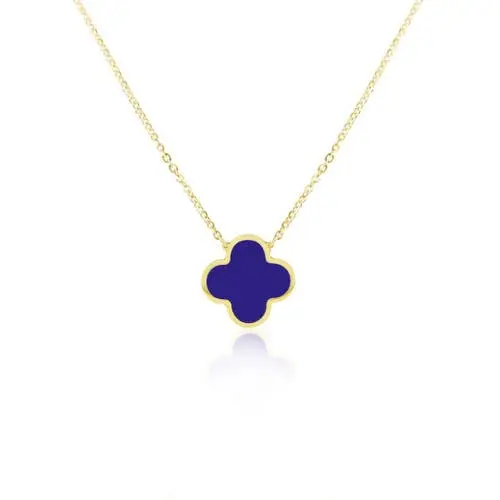 THE LOVERY Single Clover Lazuli Pendant Necklace - Lapis