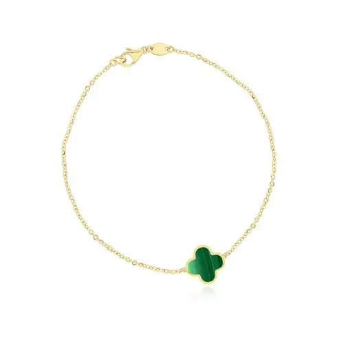 THE LOVERY FINE JEWELRY Single Clover Bracelet - Malachite