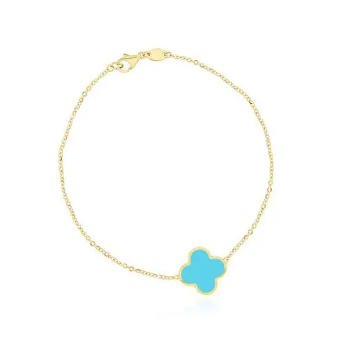 THE LOVERY FINE JEWELRY Single Clover Bracelet - Turquoise