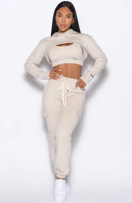 BOMBSHELL SPORTSWEAR Sweat Bolero Hoodie - Heathered Oatmeal