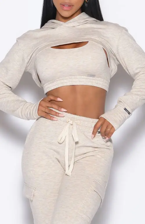 BOMBSHELL SPORTSWEAR Sweat Bolero Hoodie - Heathered Oatmeal
