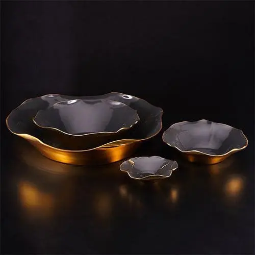 LUNARES Ruffled Graphite Bowl - Gold