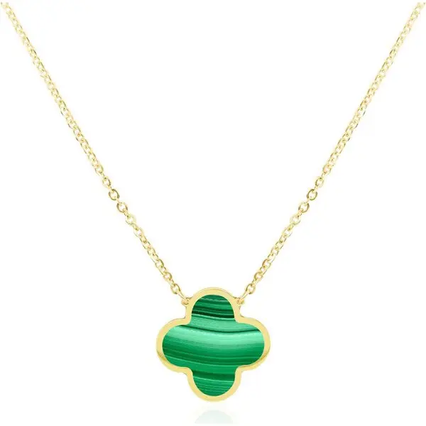 THE LOVERY FINE JEWELRY Single Clover Necklace - Malachite