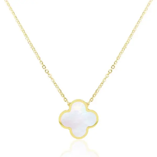 THE LOVERY FINE JEWELRY 14k Yellow Gold Clover Necklace - Mother Of Pearl