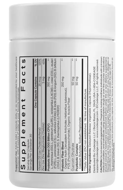 CODEAGE Probiotic+ 100b Cfu, 12 Strains, Pre/postbiotics