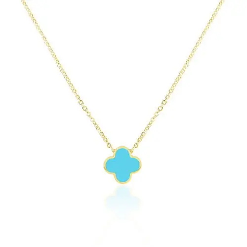 THE LOVERY FINE JEWELRY Single Clover Necklace - Turquoise