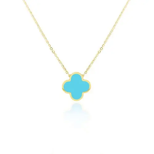 THE LOVERY FINE JEWELRY Clover Pendant Necklace - Turquoise