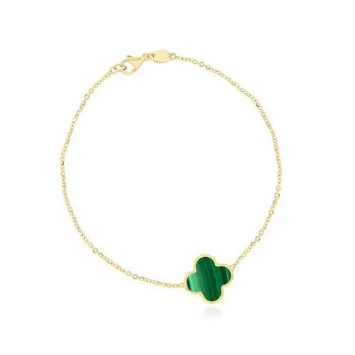 THE LOVERY FINE JEWELRY Single Clover Bracelet - Malachite