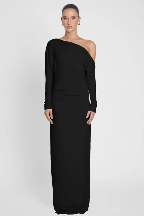 LEAU Slouchy Jersey Maxi Dress - Black