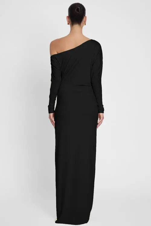 LEAU Slouchy Jersey Maxi Dress - Black