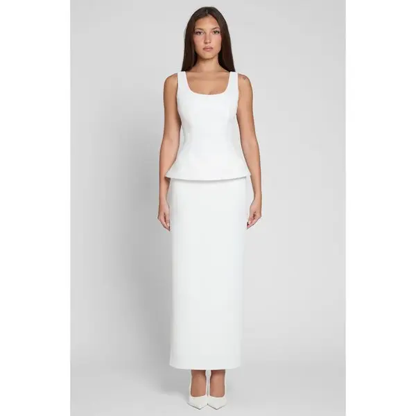 LEAU Column Maxi Skirt - White