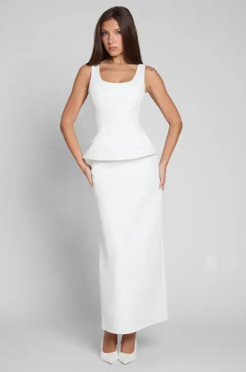 LEAU Column Maxi Skirt - White