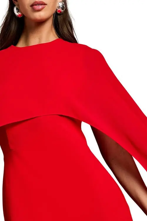Coast Cape Sleeve Maxi Dress - Red