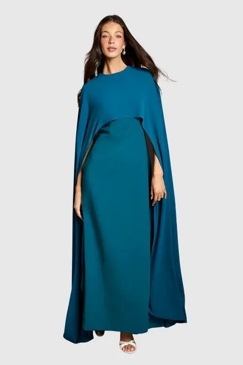 Coast Cape Sleeve Maxi Dress - Teal