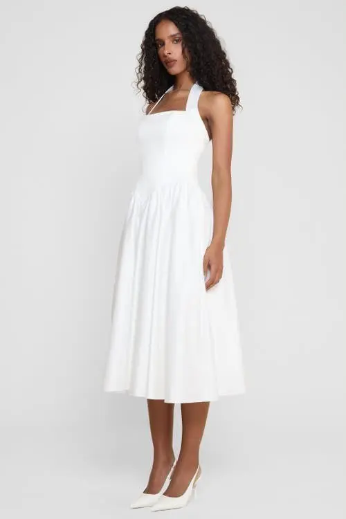 LEAU Halter Corset Midi Dress - White