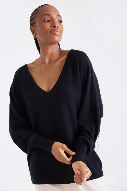 1982 Paros V-neck Cashmere Sweater - Black