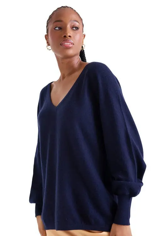 1982 Paros V-neck Cashmere Sweater - Navy