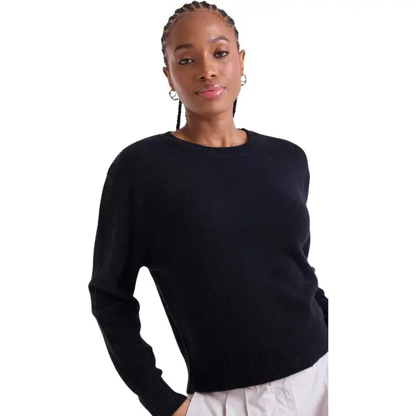 1982 Maila Long Sleeve 100% Cashmere Sweater - Black